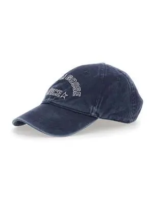 GOLDEN GOOSE Hat Cotton Logo White With Logo And 100% Cotton Blue - Multicolor