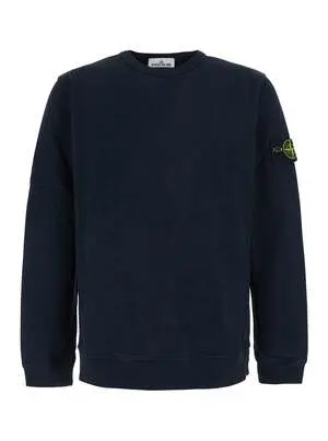 Stone Island Hooded Sweatshirt In Organic Cotton With Blue Logo For - Multicolor