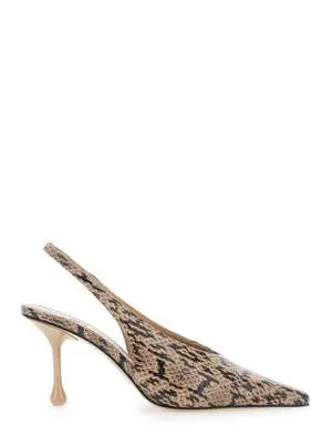 JIMMY CHOO Isa' Beige Beige Slingback Pumps With Snakeskin Print Effect In Leather For - Multicolor