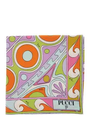 Emilio Pucci Square Scarf With All-over Geometric Print In Silk For - Multicolor