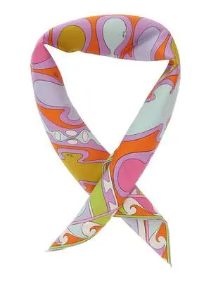 Emilio Pucci Square Scarf With All-over Geometric Print In Silk For