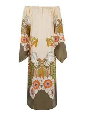 La DoubleJ Goddress Long Dress With Long Sleeves And Collar, In Multicolored Tech Fabric For - Multicolor