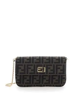 Fendi Wallet On Chjain Ff Jacquard - Black
