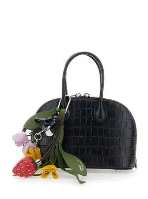 SELF-PORTRAIT Mini Bag Croc Leather Toast With Handle And Leather Shoulder Strap, Black - Multicolor