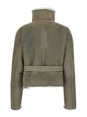 Rick Owens Cropped Leather Shearling Flight Jacket - Multicolor