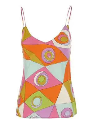 Emilio Pucci Top Characterized A Lively And Refined Design In Tech Fabric For - Multicolor