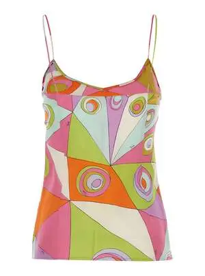 Emilio Pucci Top Characterized A Lively And Refined Design In Tech Fabric For