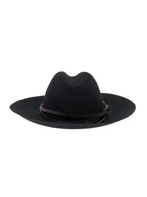 GOLDEN GOOSE Wool Felt Fedora Hat With Leather Straps For - Black