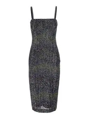 Missoni Midi Dress With Spaghetti Straps And All-over Sequins Zigzag Motif In Tech Fabric For - Multicolor