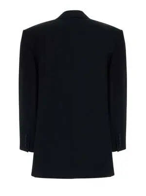 Saint Laurent Black Double-breasted Jacket With Peak Revers In Wool For