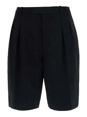 Saint Laurent Black Bermuda With Belt Loops And Two Welt Pockets On The Back In Wool For - Multicolor