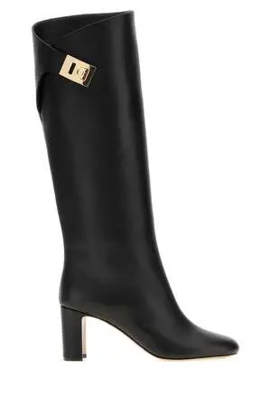 FERRAGAMO Leather Elli Boots - Black
