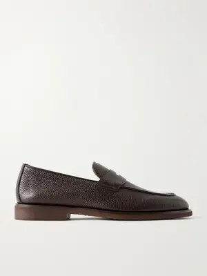 Brunello Cucinelli Flex Full-grain Leather Penny Loafers - Brown