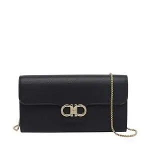 FERRAGAMO Gancini Chain Wallet - Black
