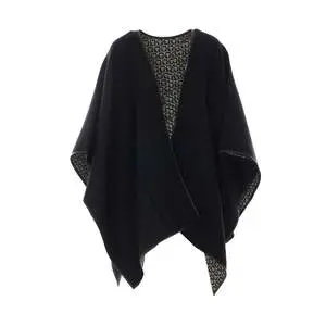 FERRAGAMO Gancini Reversible Poncho - Black