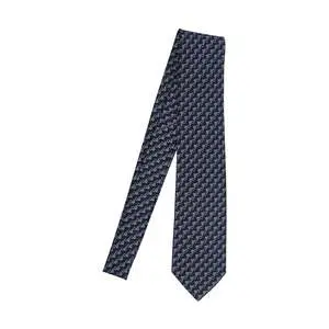 FERRAGAMO Owl Print Silk Tie - Blue
