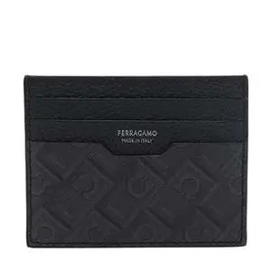 FERRAGAMO Monogram Print Cards Holder - Black