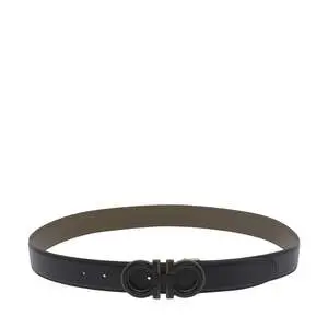 FERRAGAMO Adjustable And Reversible Gancini Belt - Black