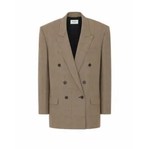 Saint Laurent Prince Of Wales Pied De Poule Jacket - Cream
