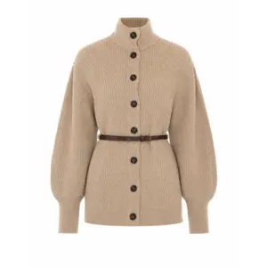 Brunello Cucinelli Knitted Belted Cardigan - Brown