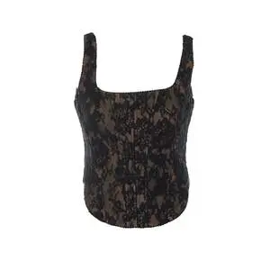 SELF-PORTRAIT Lace Corset Top - Black