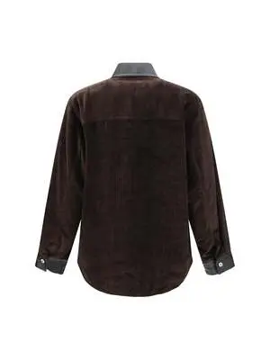 Bottega Veneta Corduroy Jacket With Leather Collar