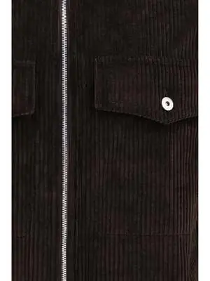 Bottega Veneta Corduroy Jacket With Leather Collar