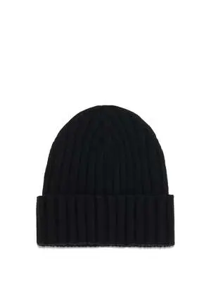 Moncler Wool Beanie With Logo - Black