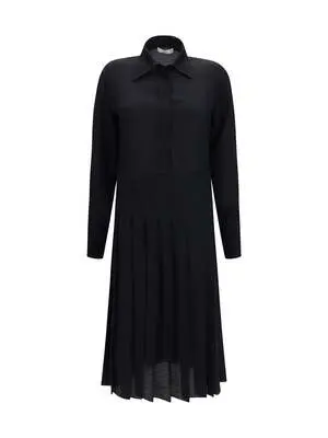 Fendi Long Jacquard Silk Dress - Black