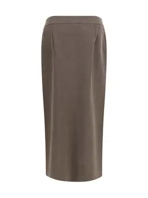 Giorgio Armani Silk And Wool Wrap Long Skirt With Patch Pocket