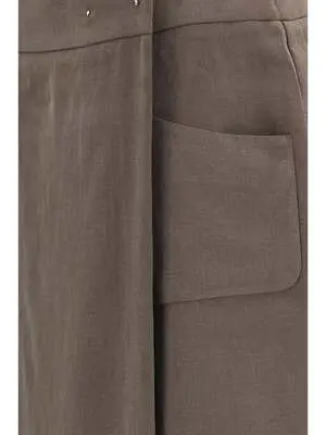 Giorgio Armani Silk And Wool Wrap Long Skirt With Patch Pocket