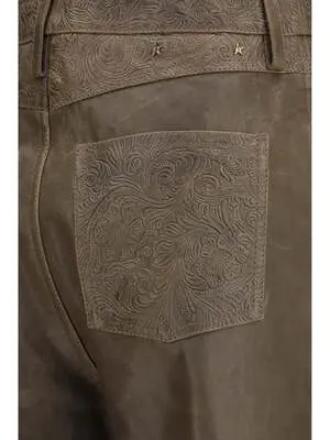GOLDEN GOOSE Melany Leather Pants With Embroidery