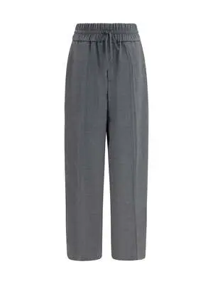 AMI Paris Wool Pants With Elasticated Waist - Gray