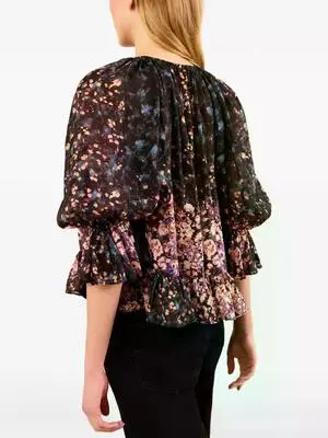 Ulla Johnson Elise Floral-jacquard Ruffled Blouse - Black
