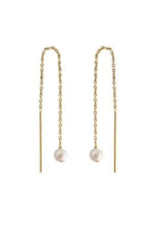 ASTOR & ORION Paloma Minimalist Pearl Threaders On Sterling - Gold