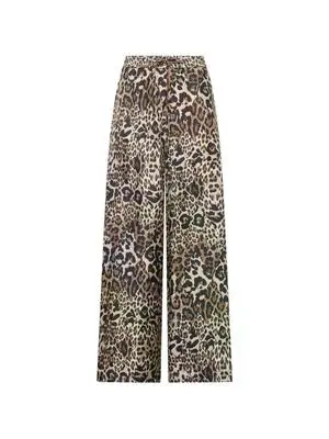 PIERRE-LOUIS MASCIA Aloe Leopard-print Silk Palazzo Pants - Brown