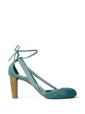 LEMAIRE 80mm Pedille Heeled Ballerinas In Pony-style Leather - Blue