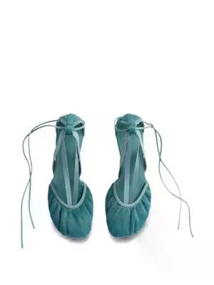 LEMAIRE 80mm Pedille Heeled Ballerinas In Pony-style Leather - Blue