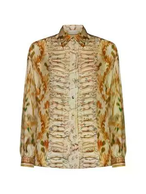 PIERRE-LOUIS MASCIA Aloe Ruched Silk Shirt - Neutrals