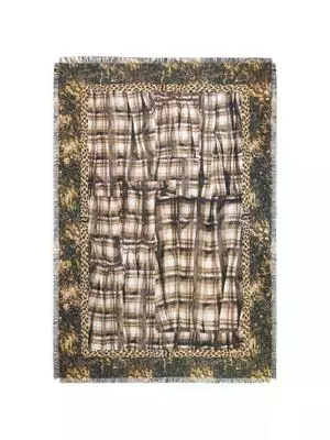 PIERRE-LOUIS MASCIA Aloeuw Plaid Leopard-print Scarf - Brown
