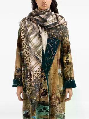 PIERRE-LOUIS MASCIA Aloeuw Plaid Leopard-print Scarf