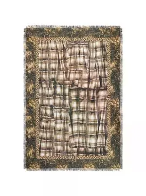 PIERRE-LOUIS MASCIA Aloeuw Plaid Leopard-print Scarf - Brown