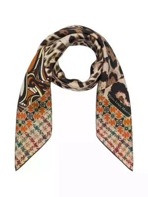 PIERRE-LOUIS MASCIA Aloeuw Leopard-print Geometric-border Scarf - Neutrals
