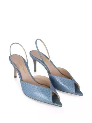 ANDREA WAZEN Katy Snakeskin Slingback Pumps