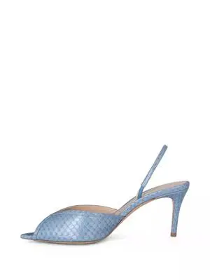 ANDREA WAZEN Katy Snakeskin Slingback Pumps