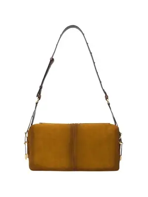 Pinko Classic Suede Spraying Shoulder Bag - Brown