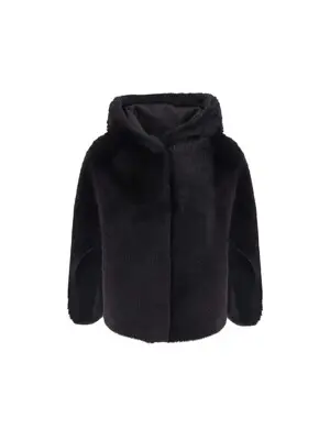 SUPREMA Shearling Coat With Hood And Zip - Brown