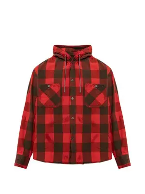 DIESEL® Distressed Flannel Check Hooded Shirt