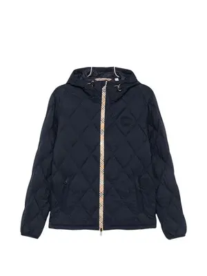 Burberry Quilted Jacket With Hood - Blue