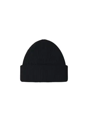 Dolce & Gabbana Ribbed Beanie With Logo - Black